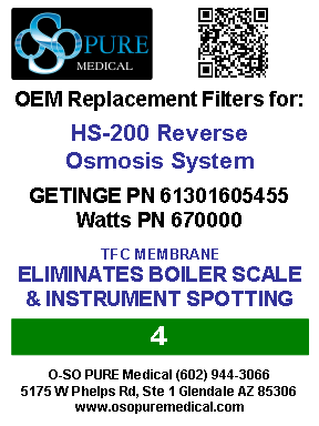 Getinge HS-200 Reverse Osmosis Filter (61301605455 / 670000) water filters